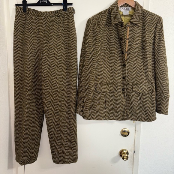 Carlisle | Jackets & Coats | Vintage Carlisle Green And Tan Tweed ...